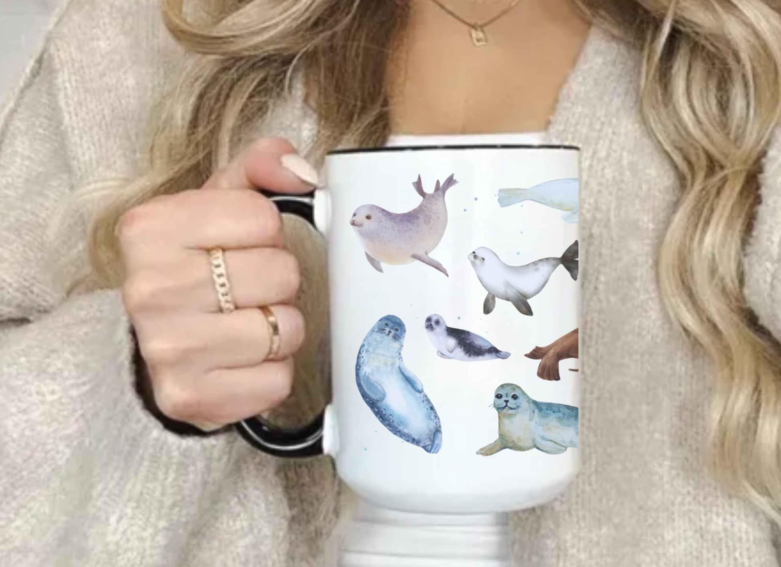 Seal Mug: Sea Lion Coffee Cup, Marine Biology Tumbler, Kawaii Ocean ...