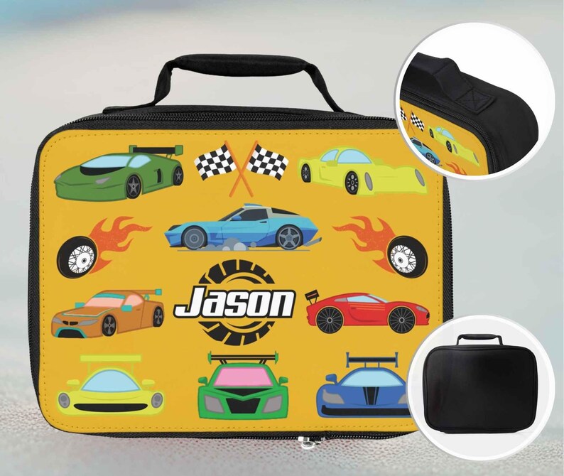Personalized Racecar Lunch Box: Insulated Kids Car Lunchbag - Etsy