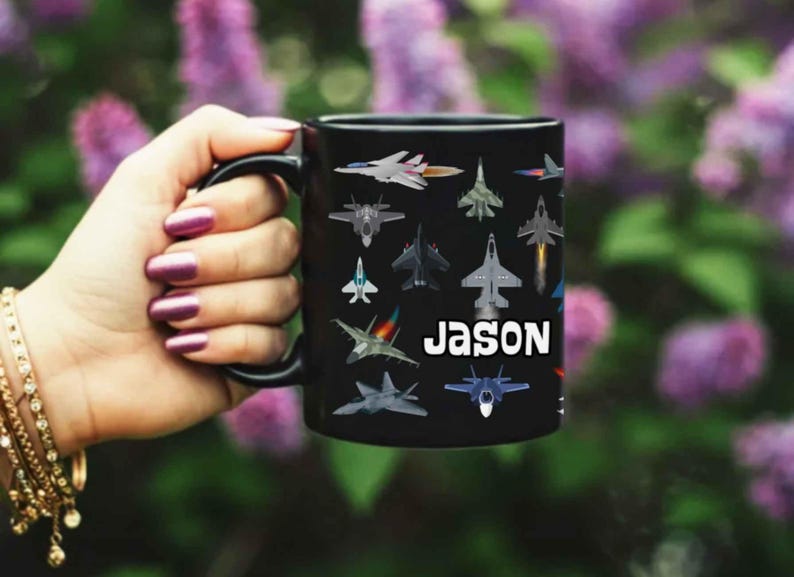 Personalized Jet Mug: Custom Fighter Plane Coffee Cup, Aviation Gift - Etsy