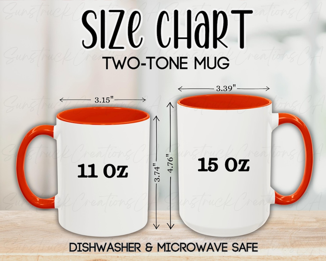 Red Mug Mockup Size Chart, Two Tone Mug Sizing Chart, Printify POD ...