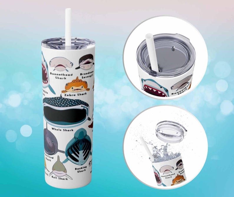 Shark Tumbler, Sea Animal Sipper Cup With Straw, Shark Gift for Women ...