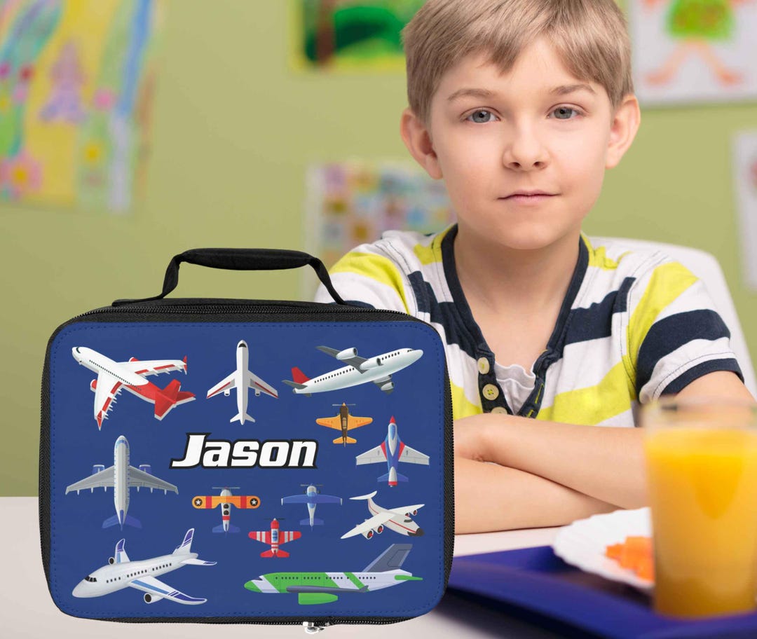 Airplane Lunch Box, Personalized Aviation Lunchbag for Boys, Aircraft ...