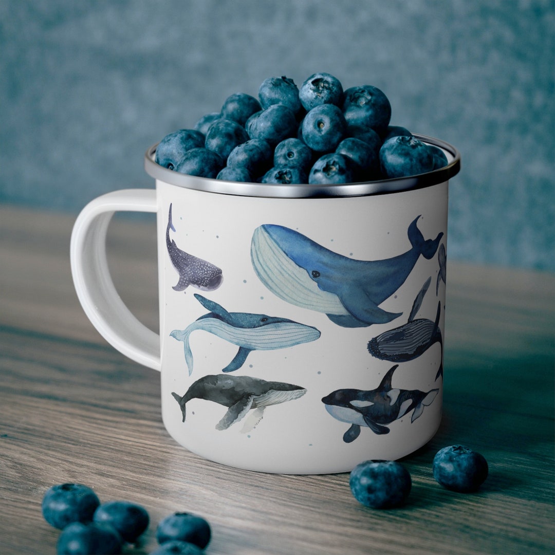 Whale Enamel Mug Whale Glass Cup Whale Lovers Gift Cute - Etsy