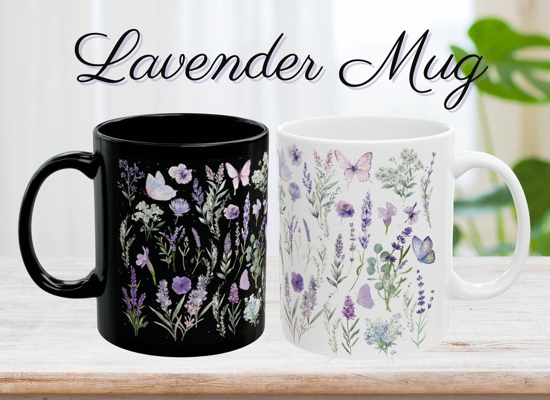 Lavender Mug, Pastel Floral Coffee Cup, Lavender Teacup, Purple Flower ...