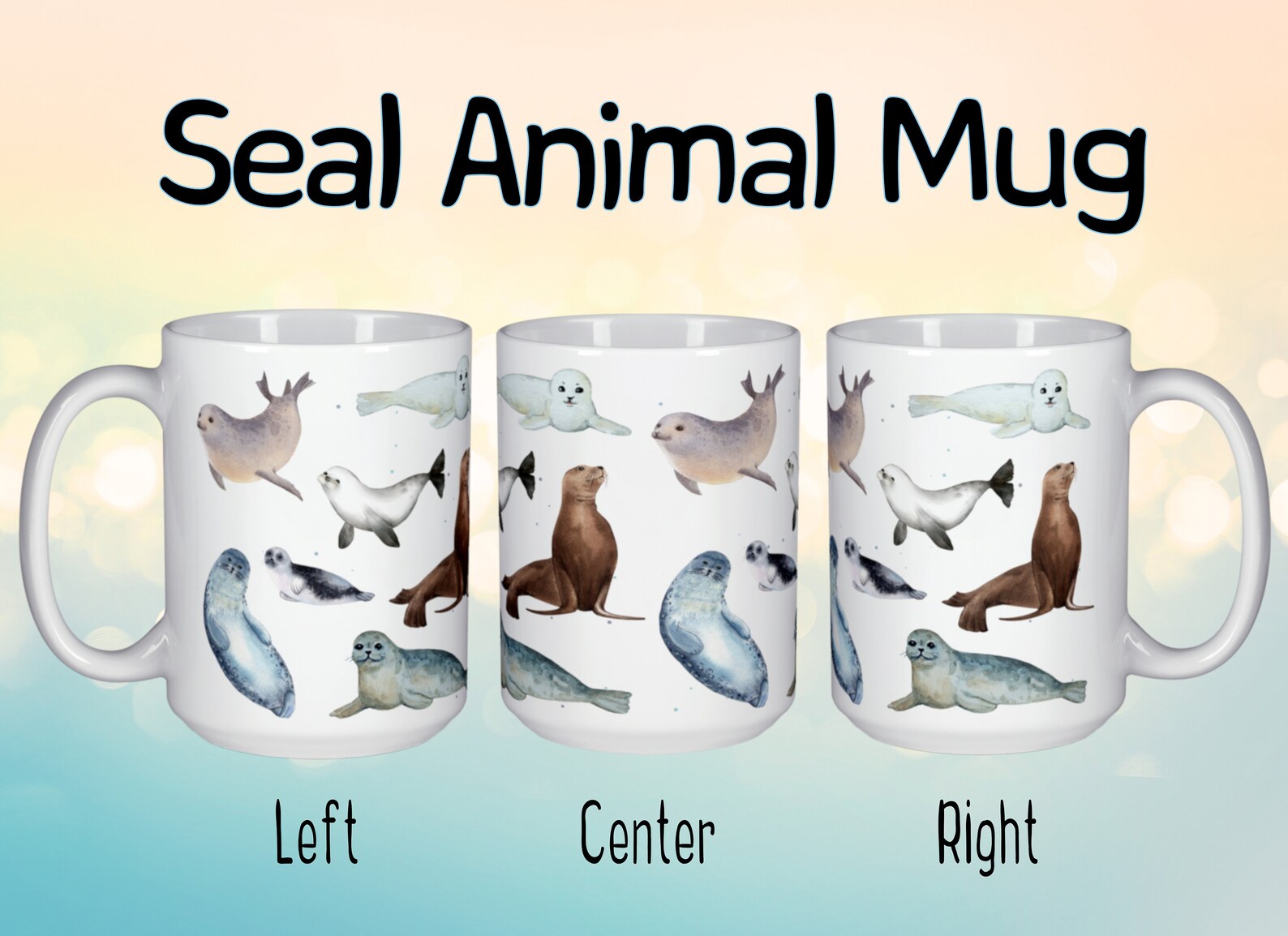 Seal Mug: Sea Lion Coffee Cup, Marine Biology Tumbler, Kawaii Ocean ...