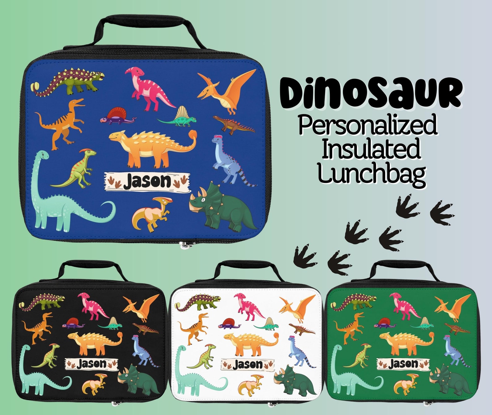 Dinosaur Lunch Box, Custom Insulated Lunch Bag for Boys, or Toddlers ...