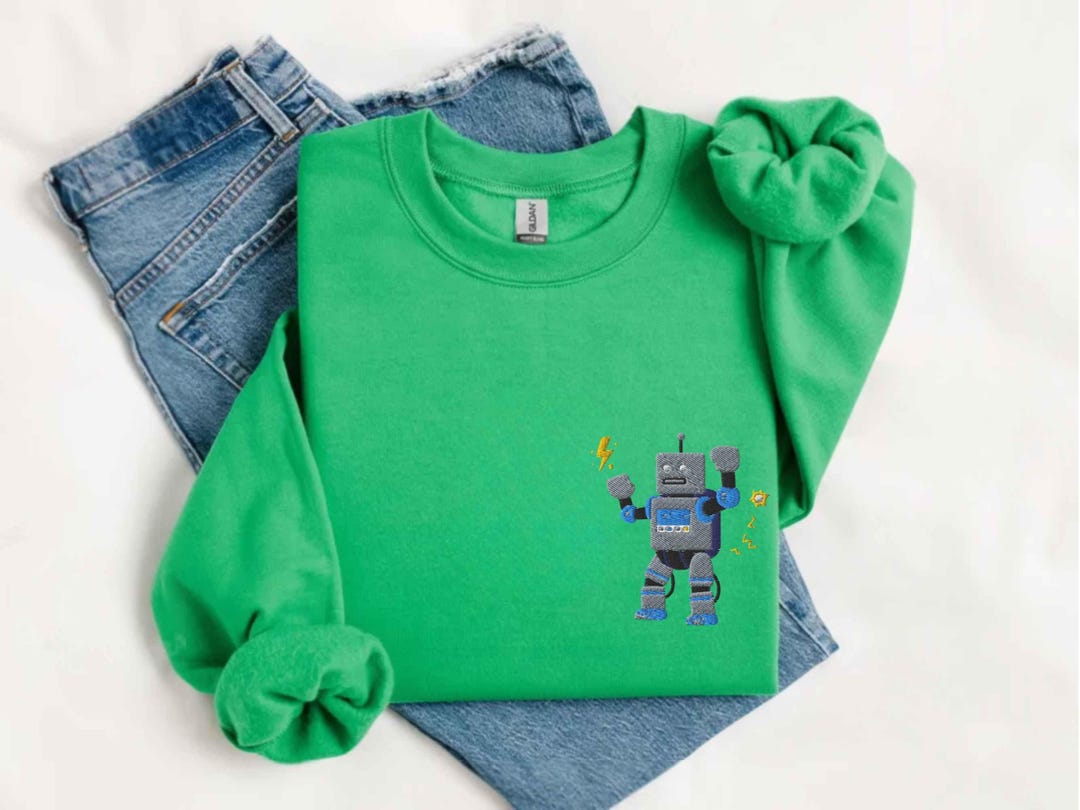 Robot Sweatshirt, Embroidered Boys Sweater, Robotic Gift for Technology ...