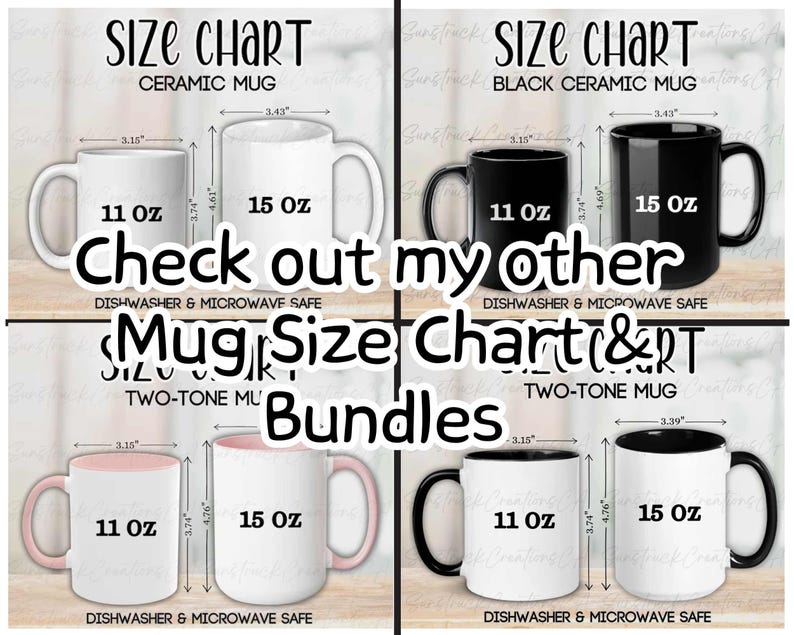 Red Mug Mockup Size Chart, Two Tone Mug Sizing Chart, Printify POD ...