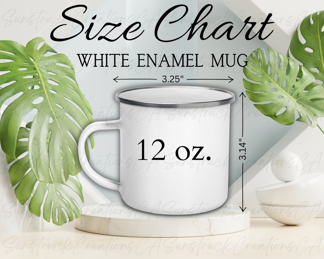Enamel Mug Size Chart White Enamel Mug Measurement 12 Oz - Etsy