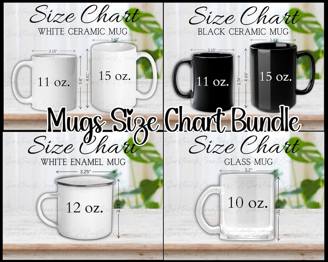 Mug Size Chart Bundle Coffee Mug Size Chart Mockup Size - Etsy