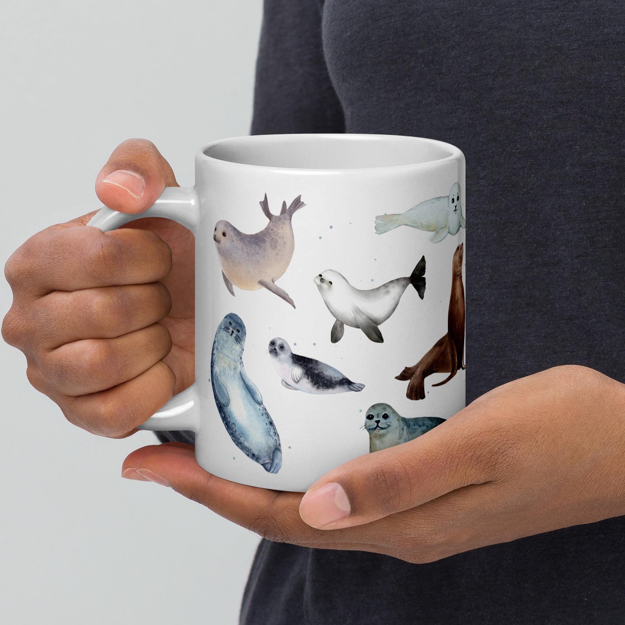Seal Mug: Sea Lion Coffee Cup, Marine Biology Tumbler, Kawaii Ocean ...