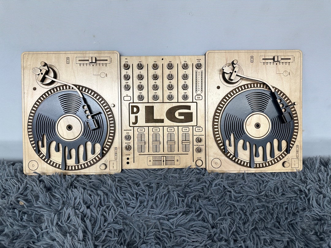 Half Sized Retro Vinyl Turntable and Mixer DJ Name Sign, Personalized ...