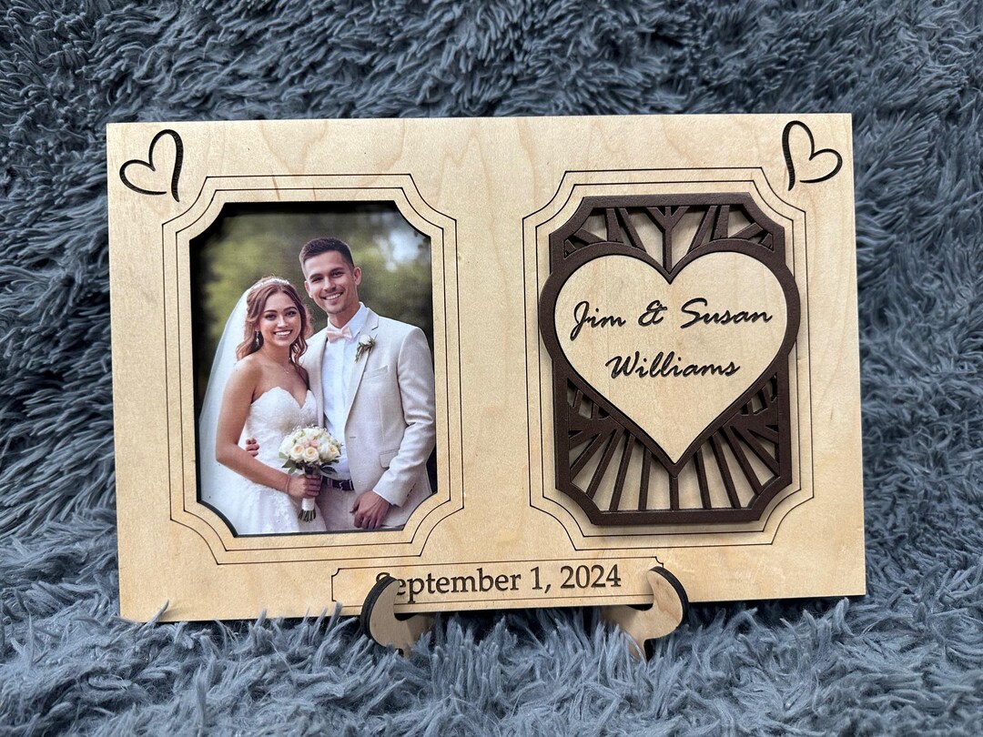 Wedding Custom 5x7 Wood Frame. Custom Name and Date. Personalized Wood ...