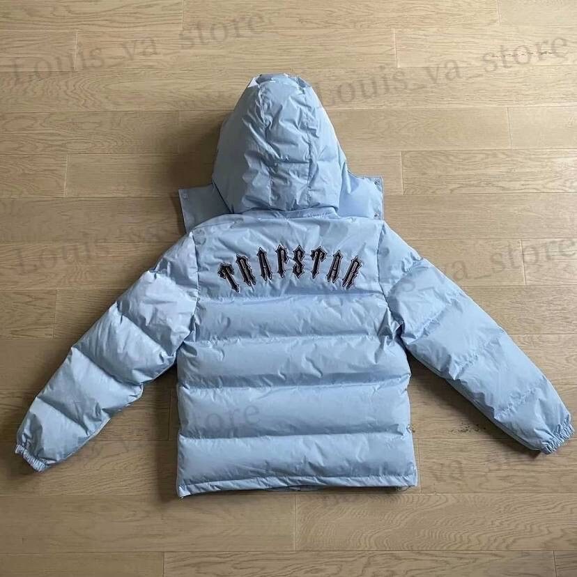 Trapstar Irongate Light Blue Detachable Hooded Puffer Jacket in Shiny ...