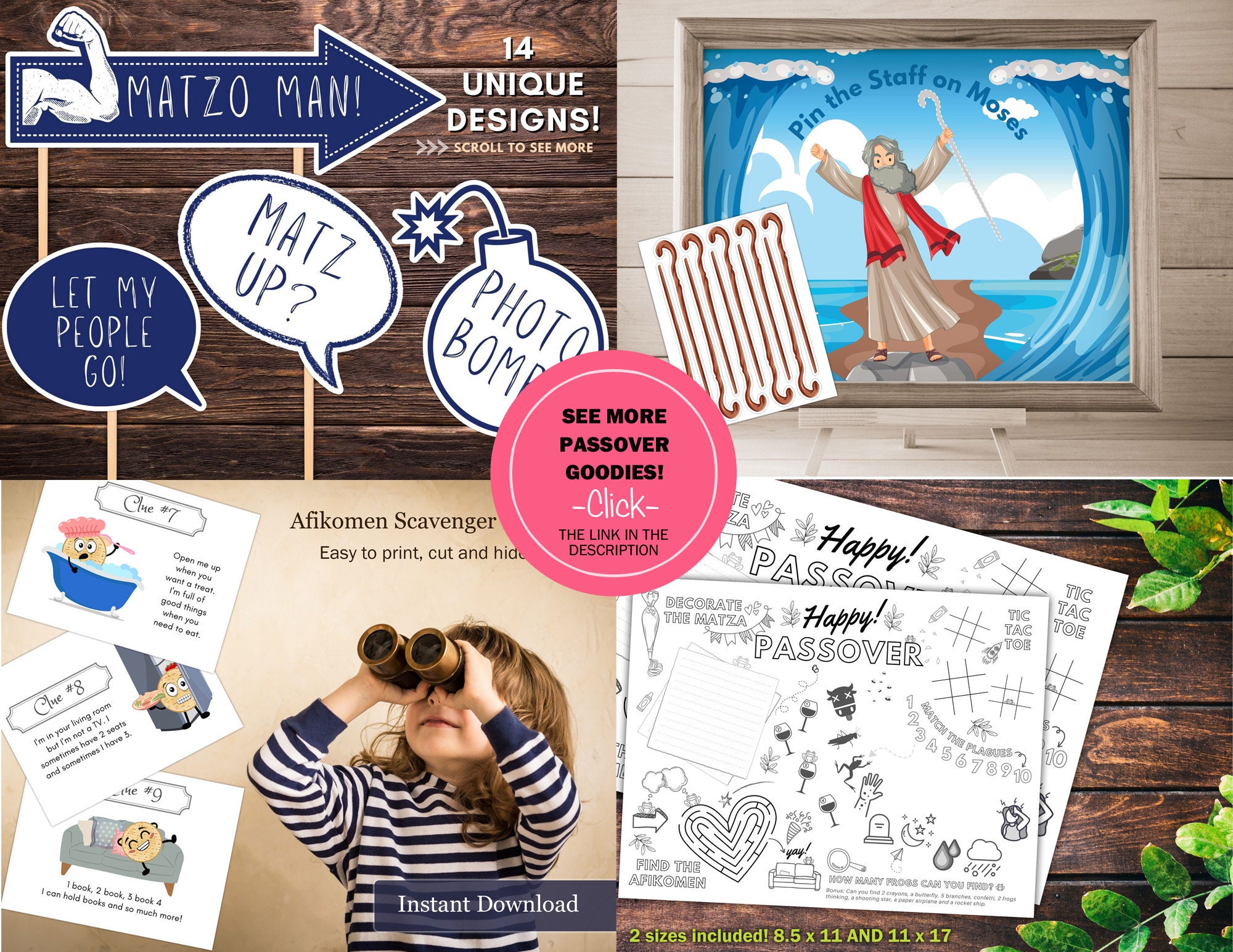 Printable Photo Booth Props for Passover, Pesach Party Seder ...