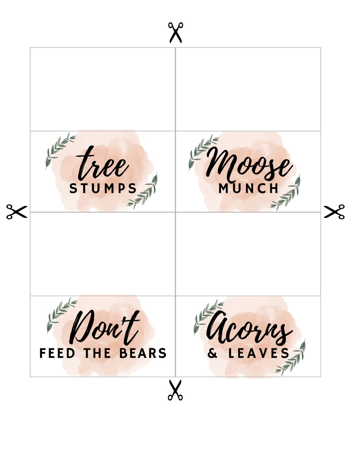 Woodland Place Cards Printable Forest Party Food Label Name Cards, Baby ...