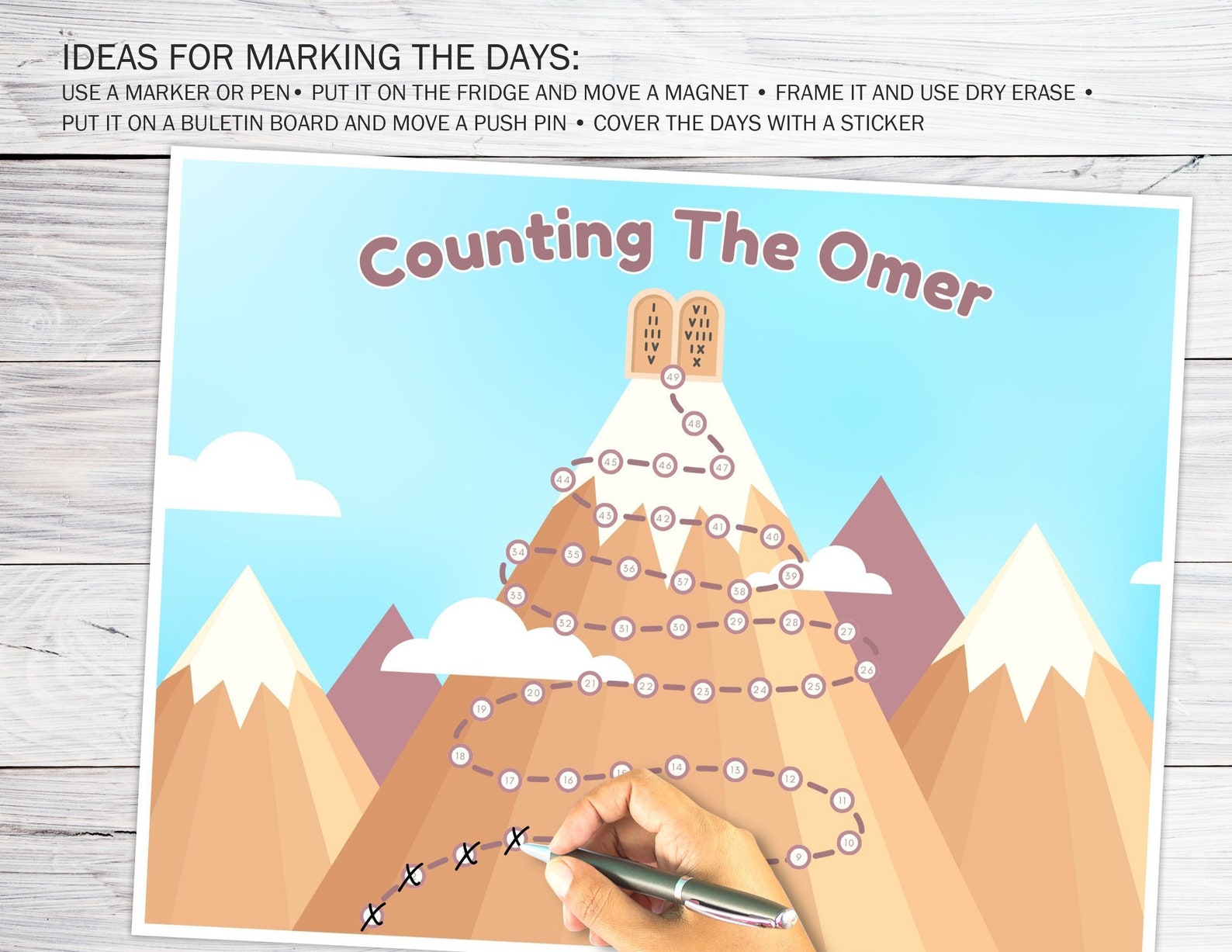 Printable Counting the Omer Activity, Shavuot Count Down, Passover ...