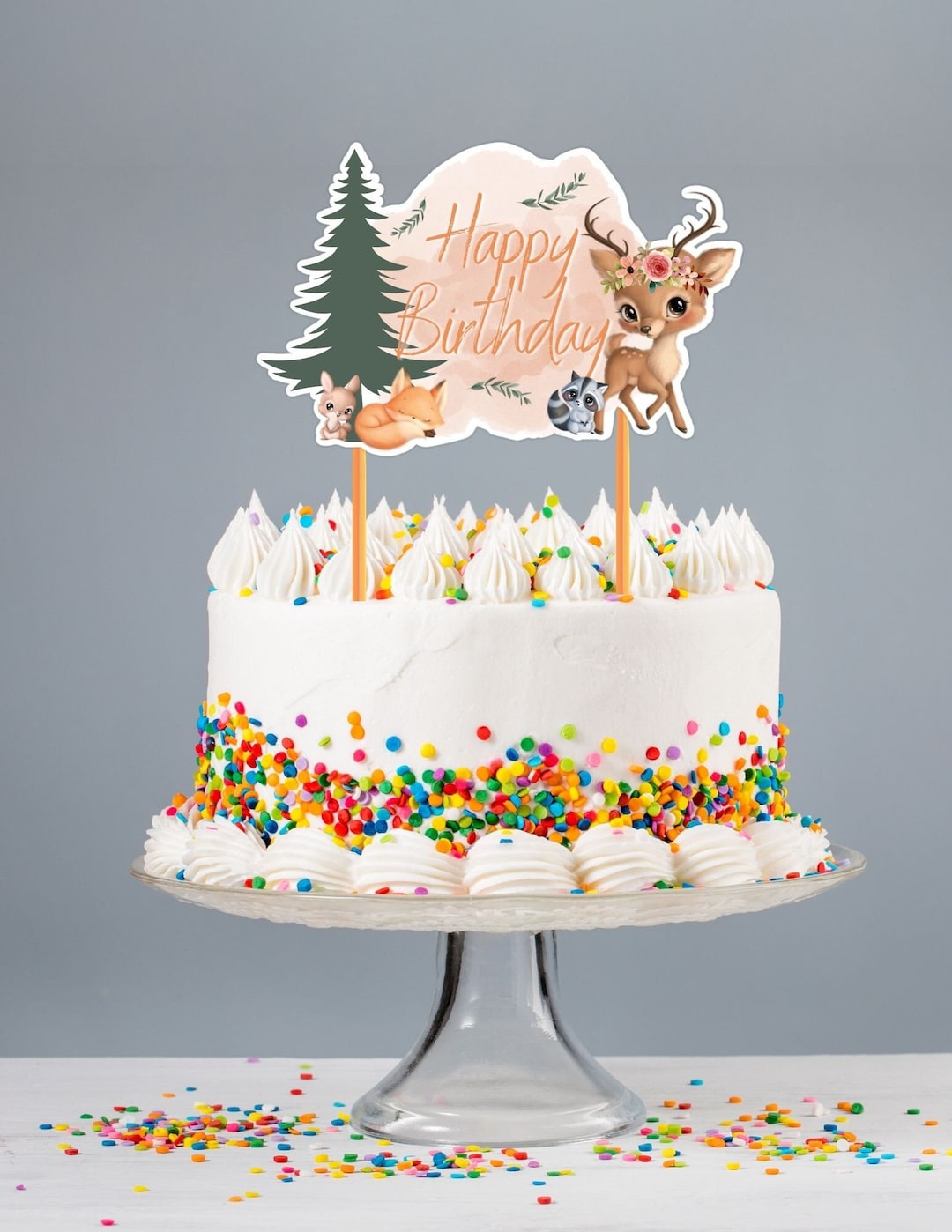 PRINTABLE Woodland Cake Topper Birthday Baby Shower DIY Instant ...
