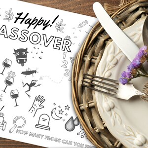 Printable Passover Placemats 2 Sizes, Coloring Game Table Decoration ...