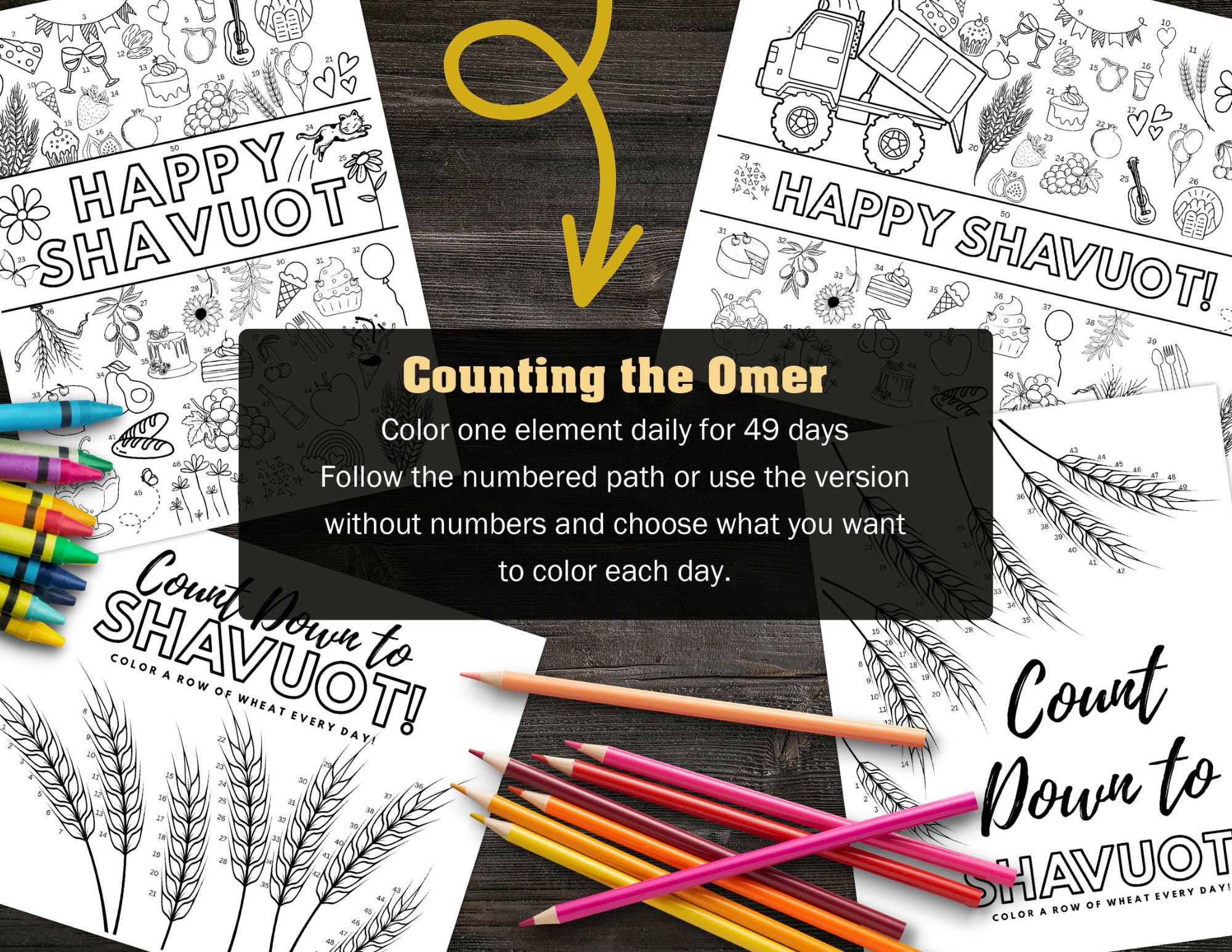 Printable Counting the Omer Coloring Sheets, Count Down to Shavuot ...