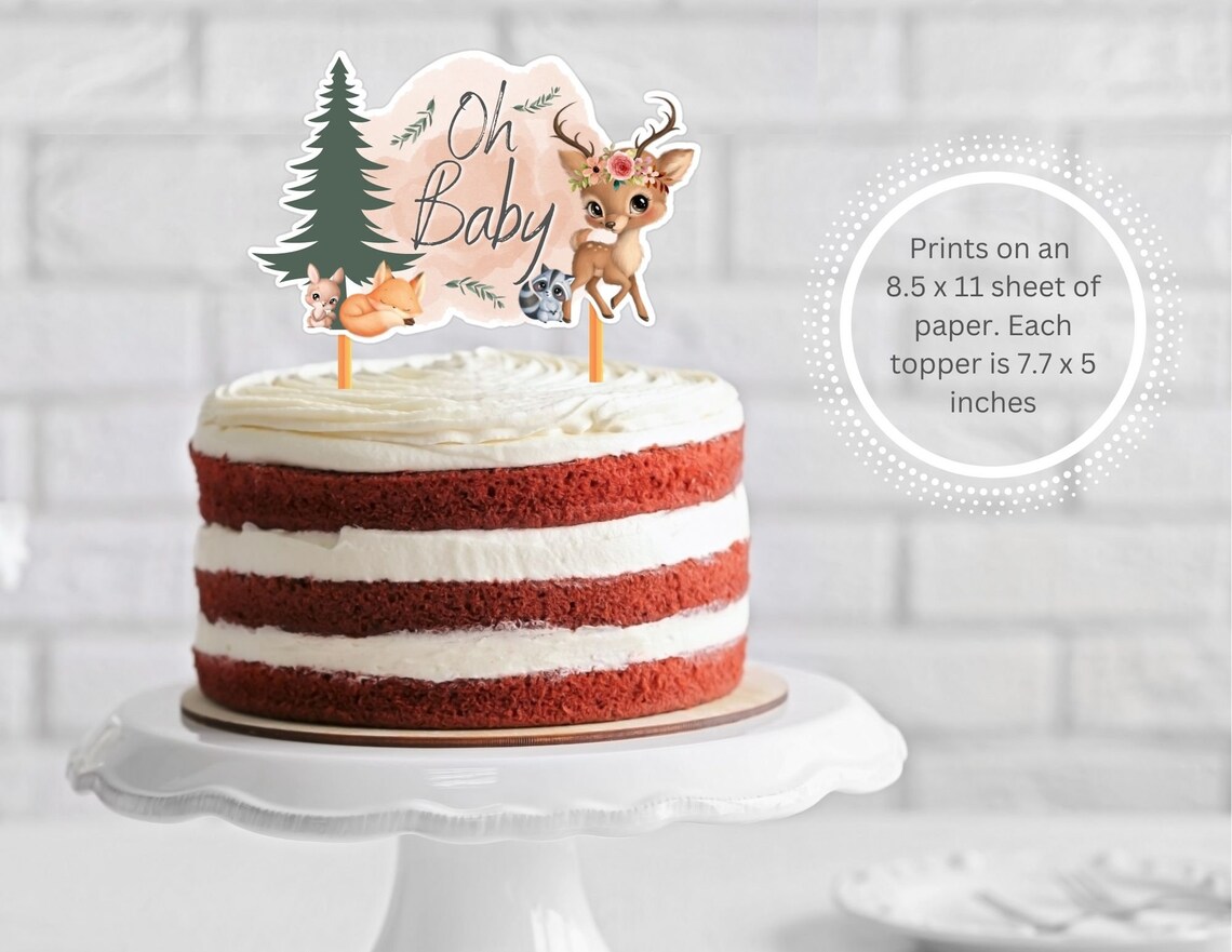PRINTABLE Woodland Cake Topper Birthday Baby Shower DIY Instant ...