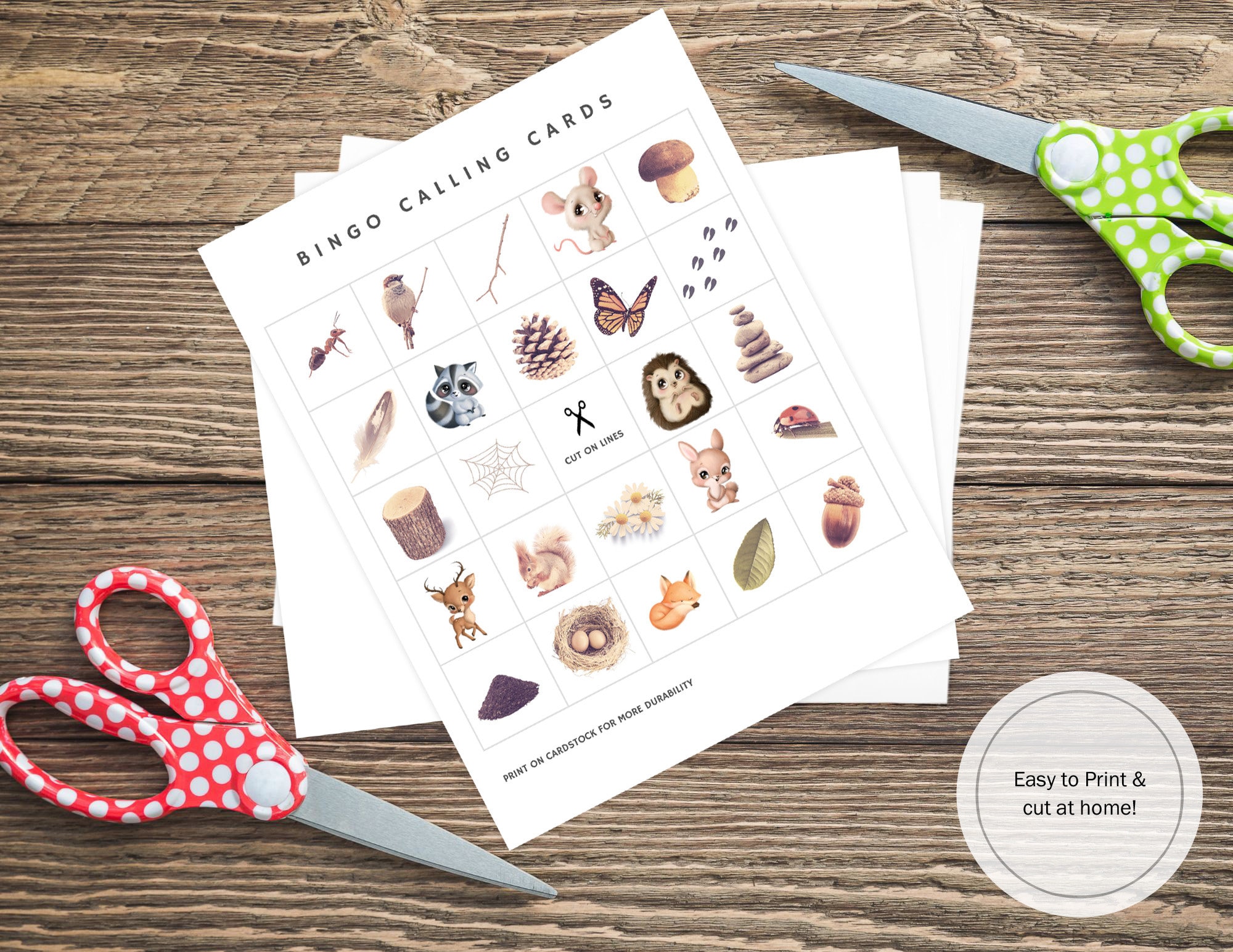 Printable Bingo AND Scavenger Hunt Woodland Party Games DIY Instant ...