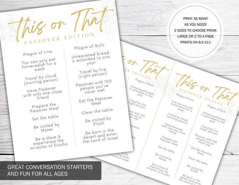 Printable Passover Three Game Bundle, Scavenger Hunt, This or That ...