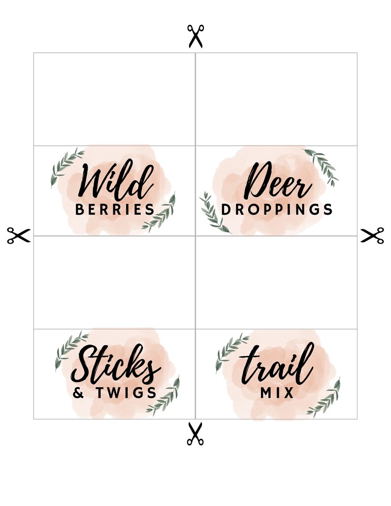 Woodland Place Cards Printable Forest Party Food Label Name Cards, Baby ...