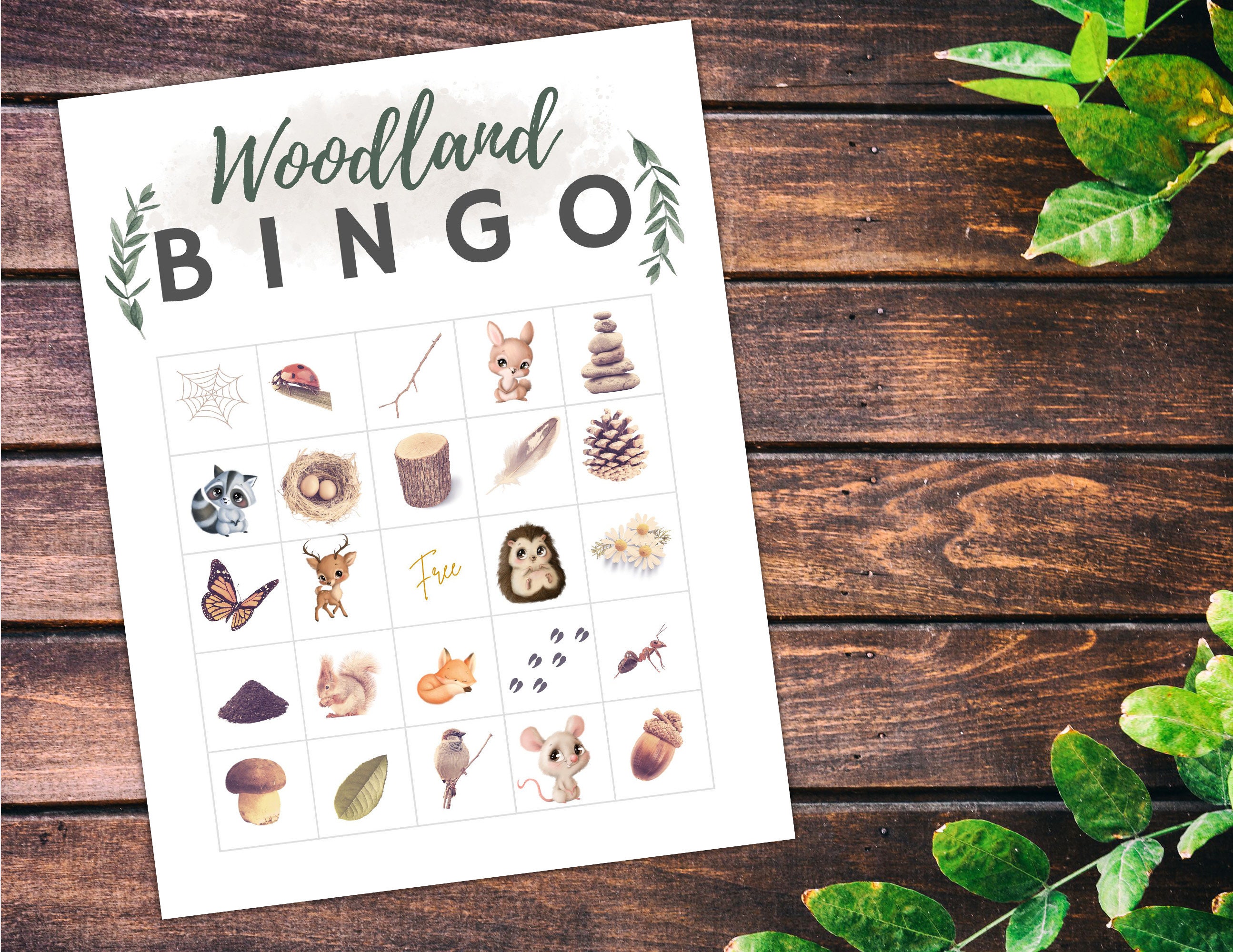 Printable Bingo AND Scavenger Hunt Woodland Party Games DIY Instant ...