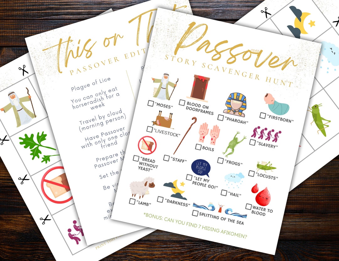 Printable Passover Three Game Bundle, Scavenger Hunt, This or That ...