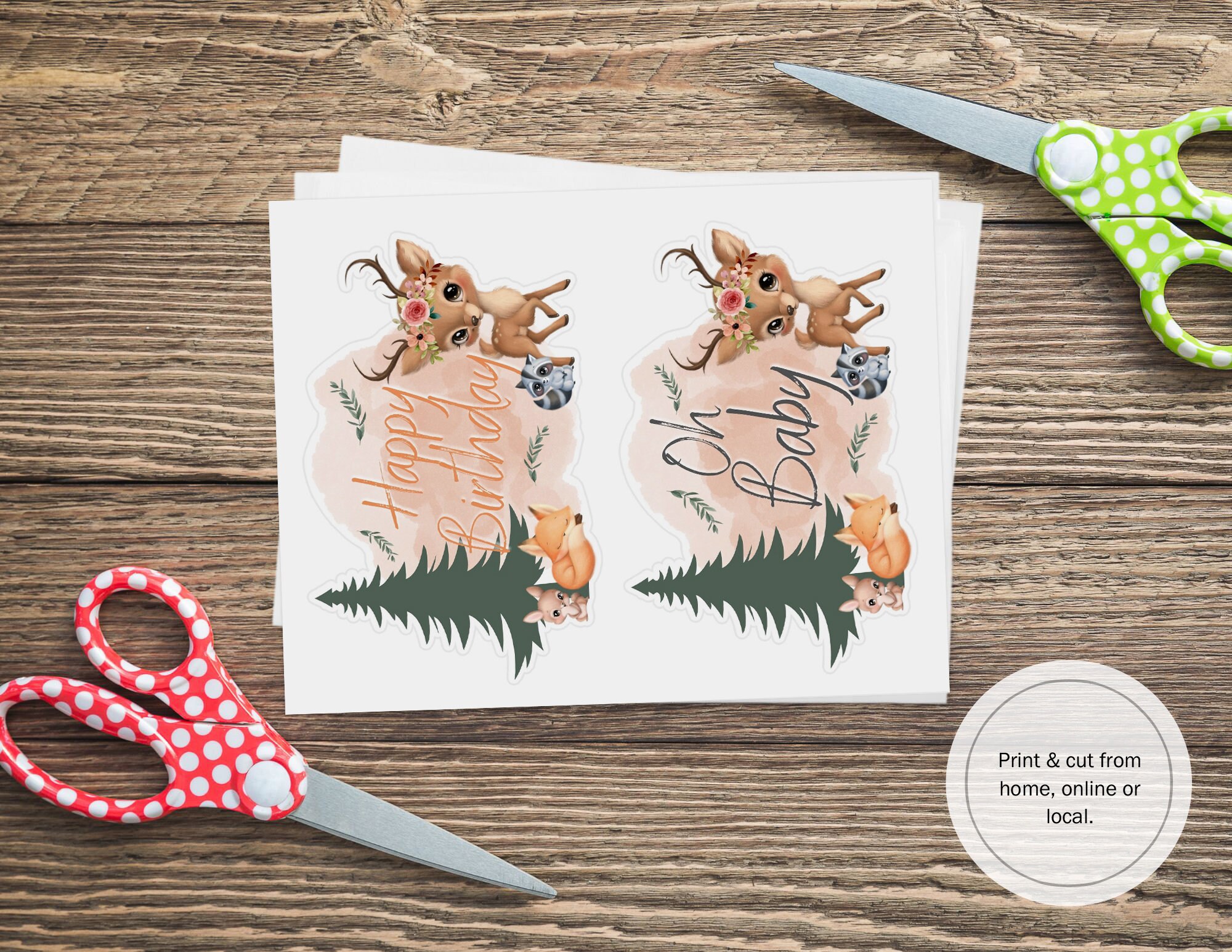 PRINTABLE Woodland Cake Topper Birthday Baby Shower DIY Instant ...