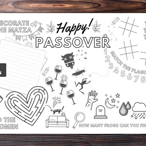 Printable Passover Placemats 2 Sizes, Coloring Game Table Decoration ...