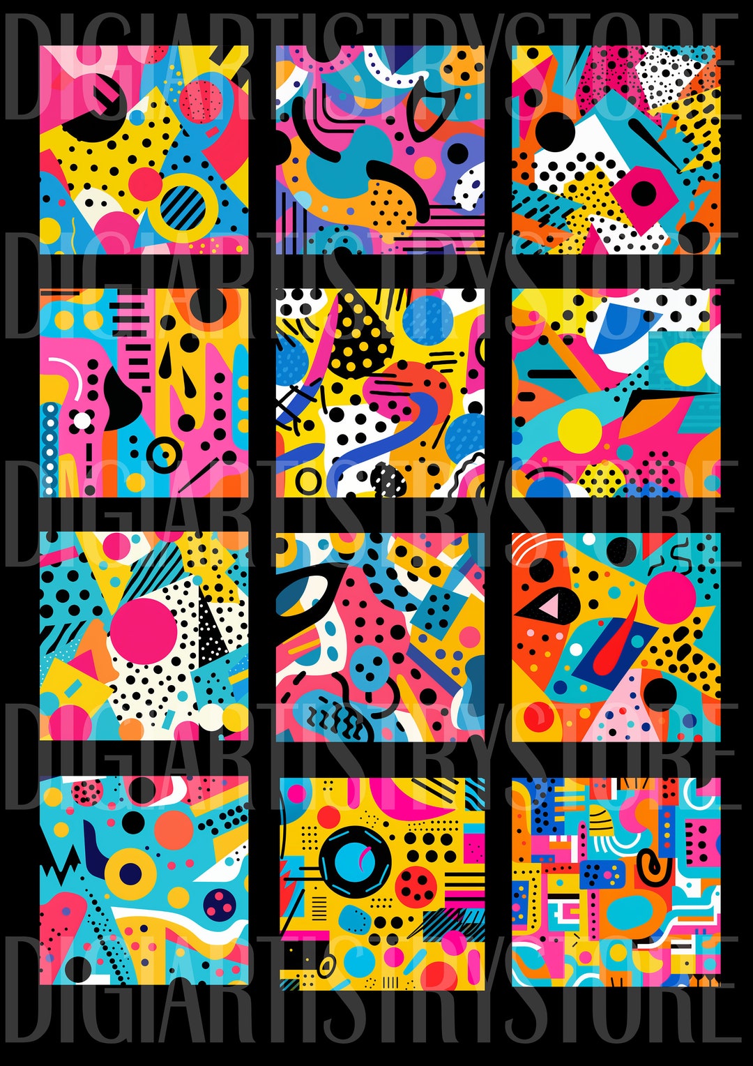 Bold Color and Shapes Pattern PNG 12 - Etsy