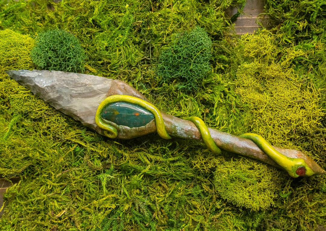 Bloodstone Snake Athame With Knapped Agate Blade | Wiccan Pagan Ritual ...
