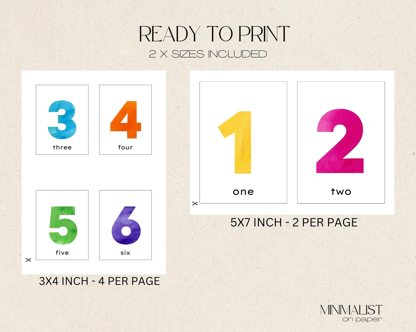 Number Flash Cards for Kids Watercolour Number Cards Printable Number ...