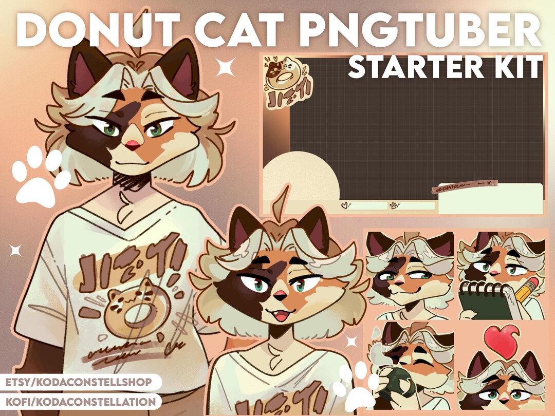 Donut Cat Pngtuber Streamer Starter Kit, Ready to Use | Cute Cat ...