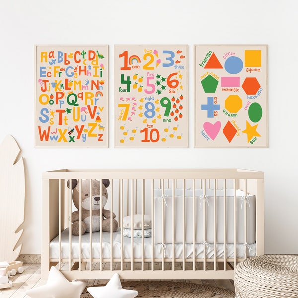 Nursery Alphabet Shapes and Numbers - Etsy