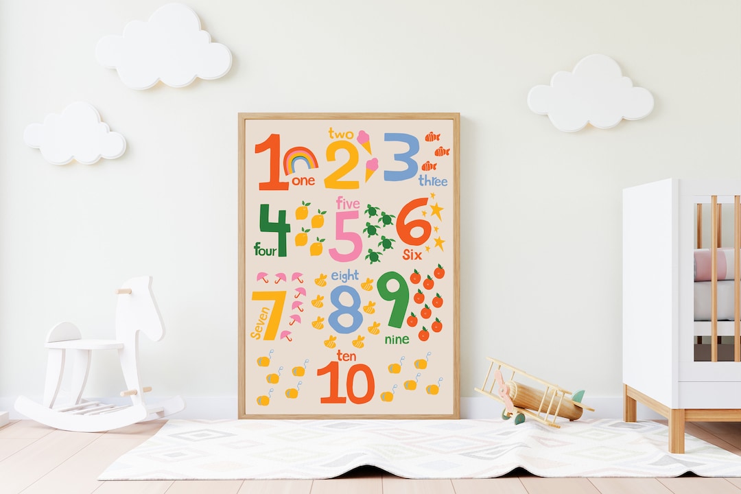 Numbers 1-10 Nursery Print • Kids Bedroom Wall Art • Nursery Wall Art ...