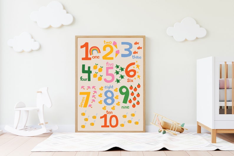 Numbers 1-10 Nursery Print Kids Bedroom Wall Art Nursery - Etsy