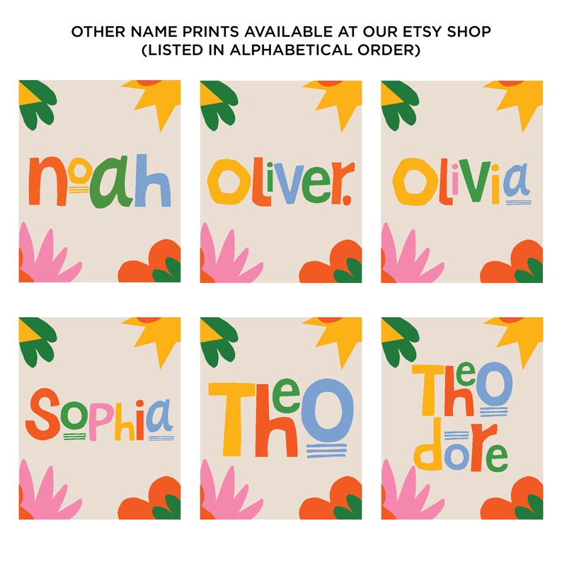 Theo Name Nursery Print Kids Bedroom Wall Art Nursery Wall Art Primary ...