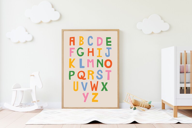 Rainbow Alphabet Poster • Printable Educational Wall Art • Rainbow ...