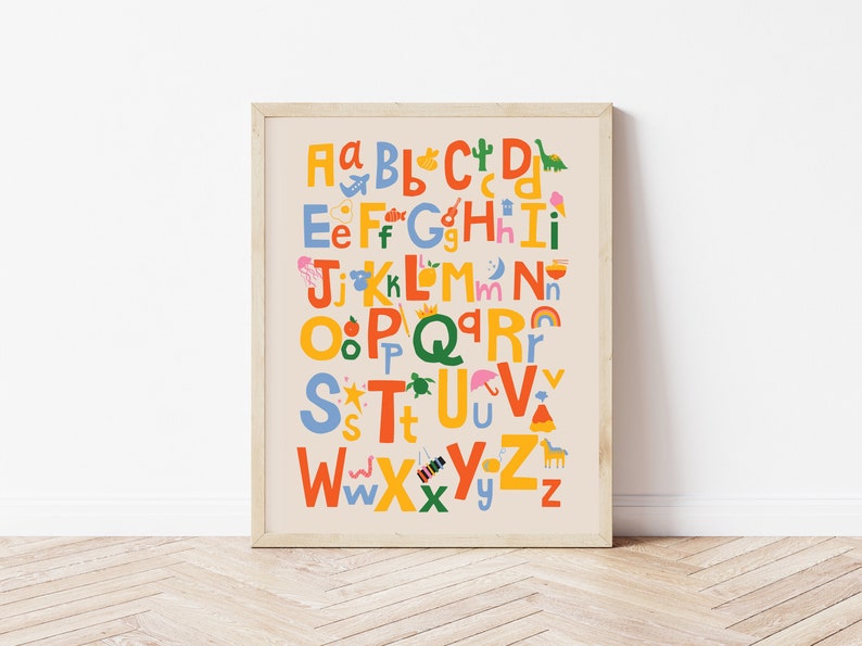 Set of 3 Educational Prints Alphabet, Numbers and Shapes Nursery Prints ...