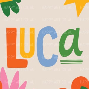 Luca Name Nursery Print • Kids Bedroom Wall Art • Nursery Wall Art ...