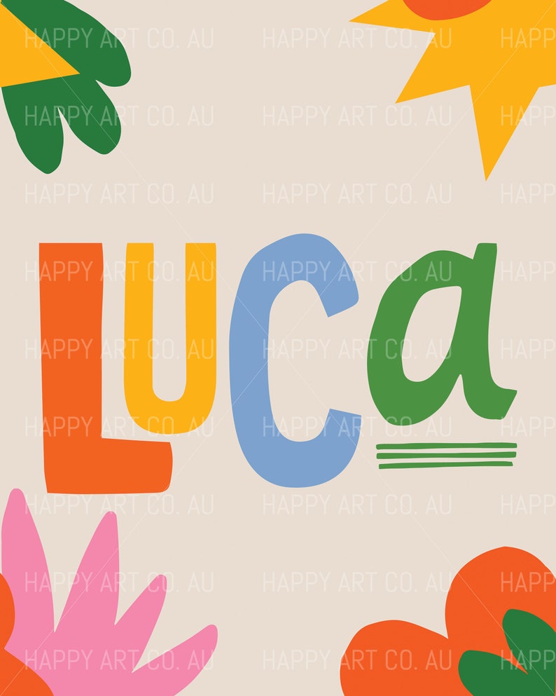 Luca Name Nursery Print: Colorful Kids Room Decor (digital Download) - Etsy