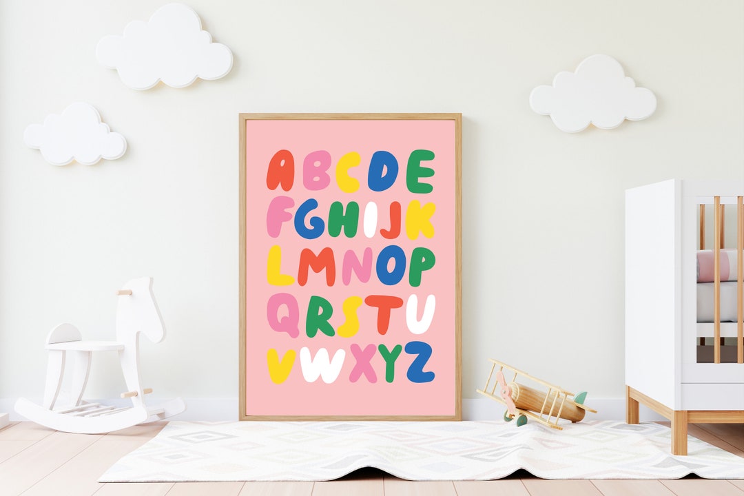 Pink Bubble Alphabet Poster: Educational Nursery Decor (digital ...