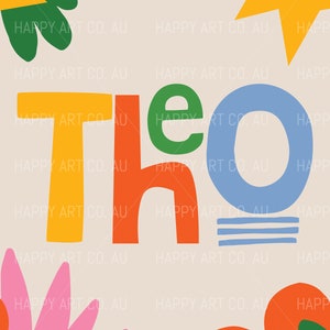 Theo Name Nursery Print • Kids Bedroom Wall Art • Nursery Wall Art ...