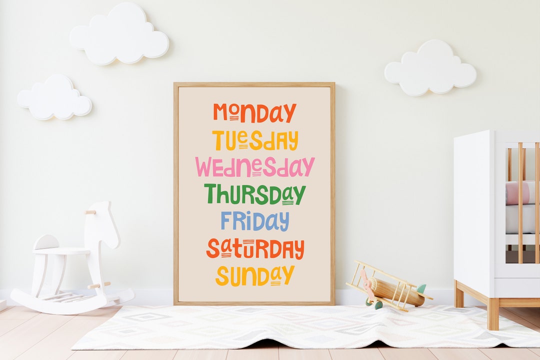 Rainbow Days of the Week Poster • Printable Educational Wall Art ...