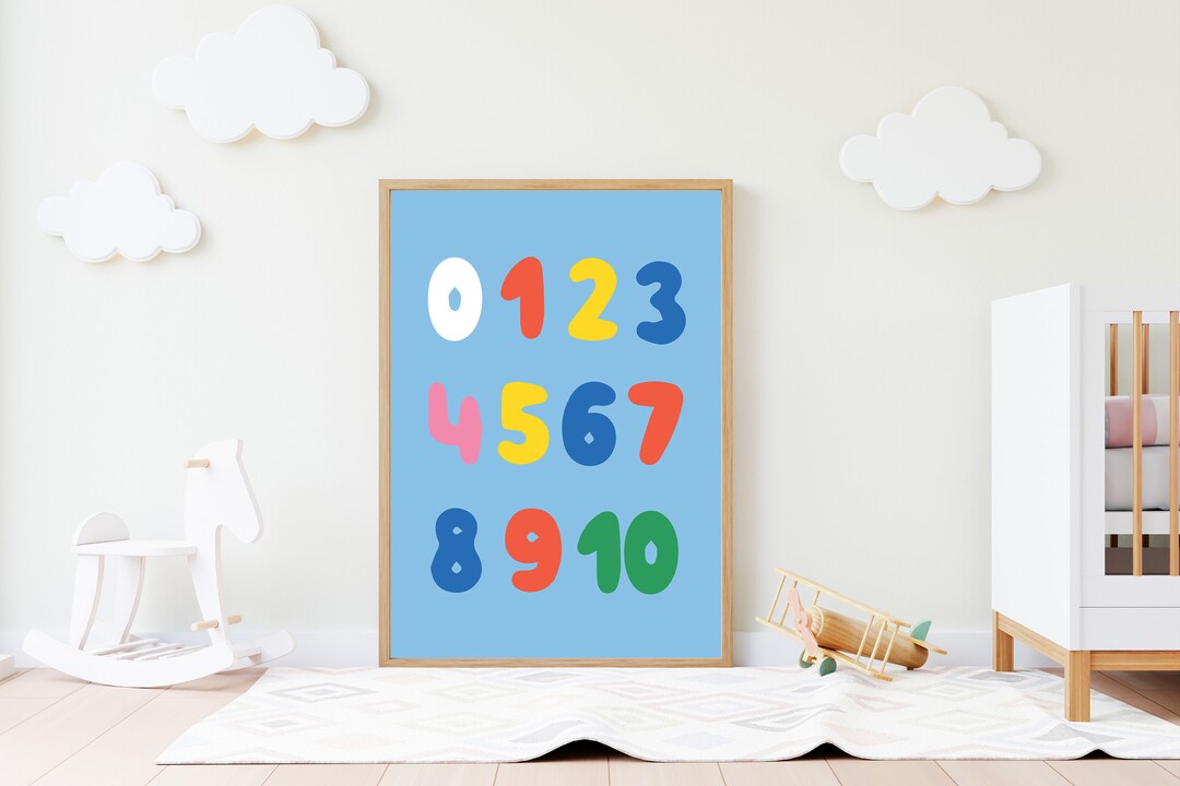 Numbers Poster • Blue Counting 0-10 Print Printable • Educational Wall ...