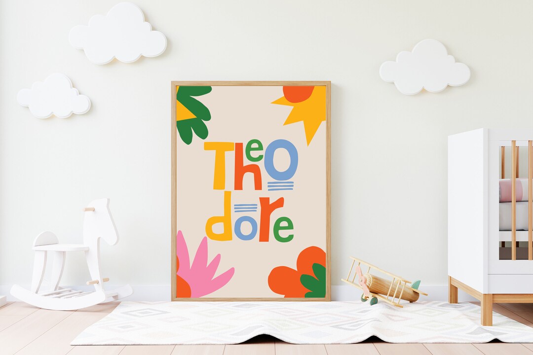 Theodore Name Print: Colorful Nursery Wall Art (digital Download) - Etsy