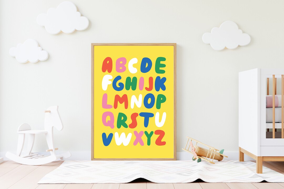 Yellow Alphabet Poster: Bubble Font Nursery Decor (digital Download) - Etsy